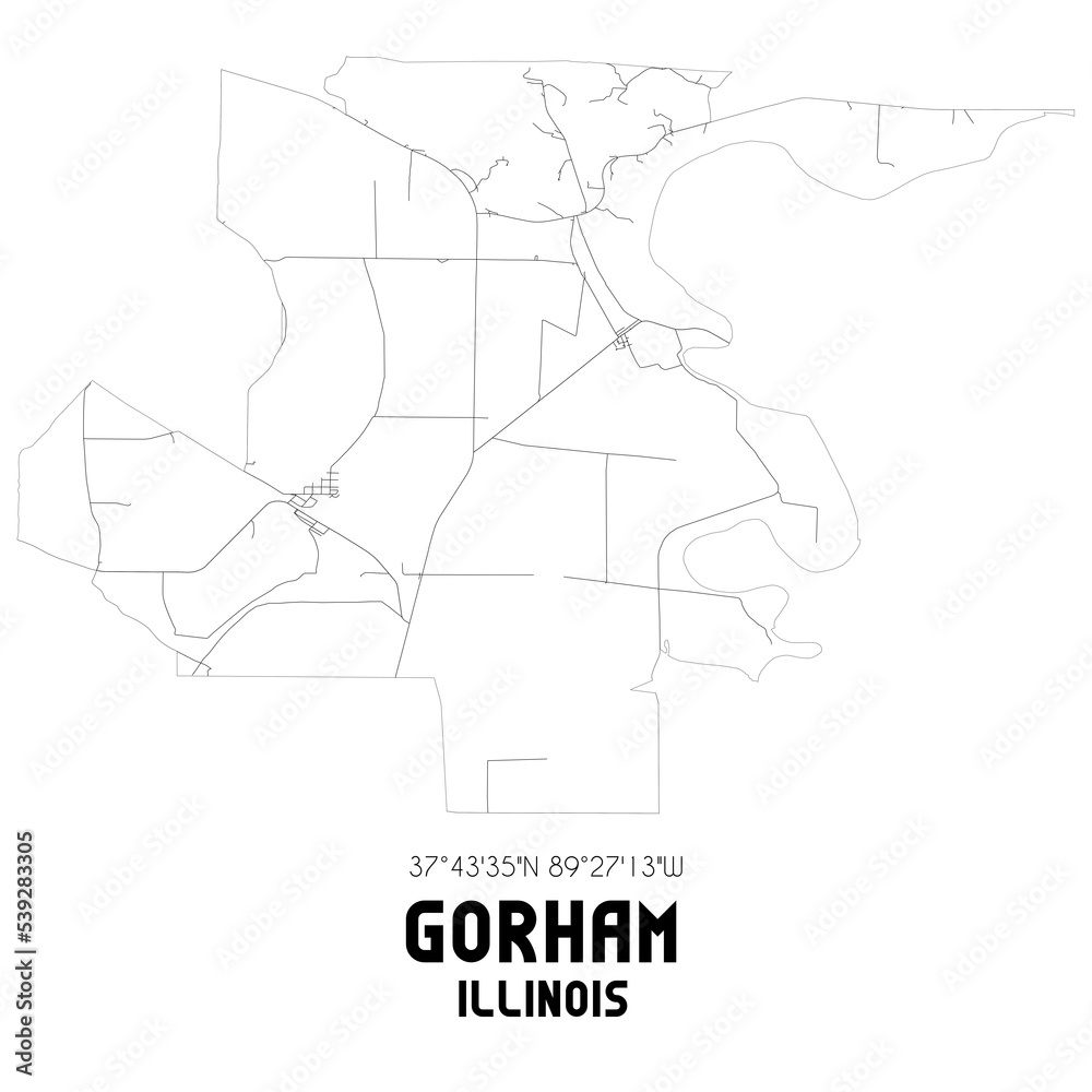 ภาพประกอบสต็อก Gorham Illinois. US street map with black and white ...
