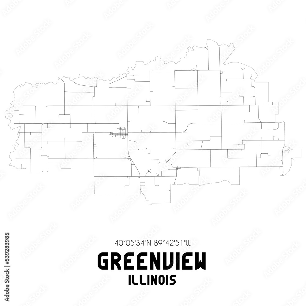 Greenview Illinois. US street map with black and white lines. Stock ...