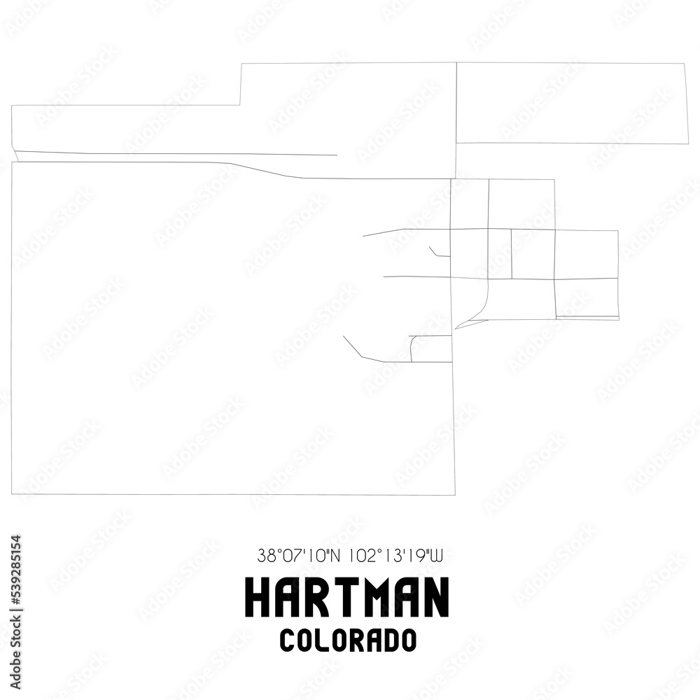 Hartman Colorado. US street map with black and white lines. Stock ...