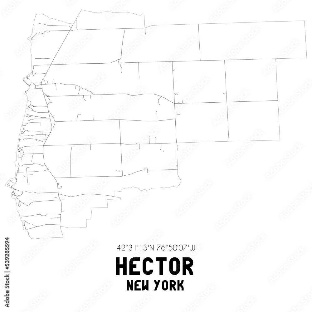 Hector New York. US street map with black and white lines. ilustración ...