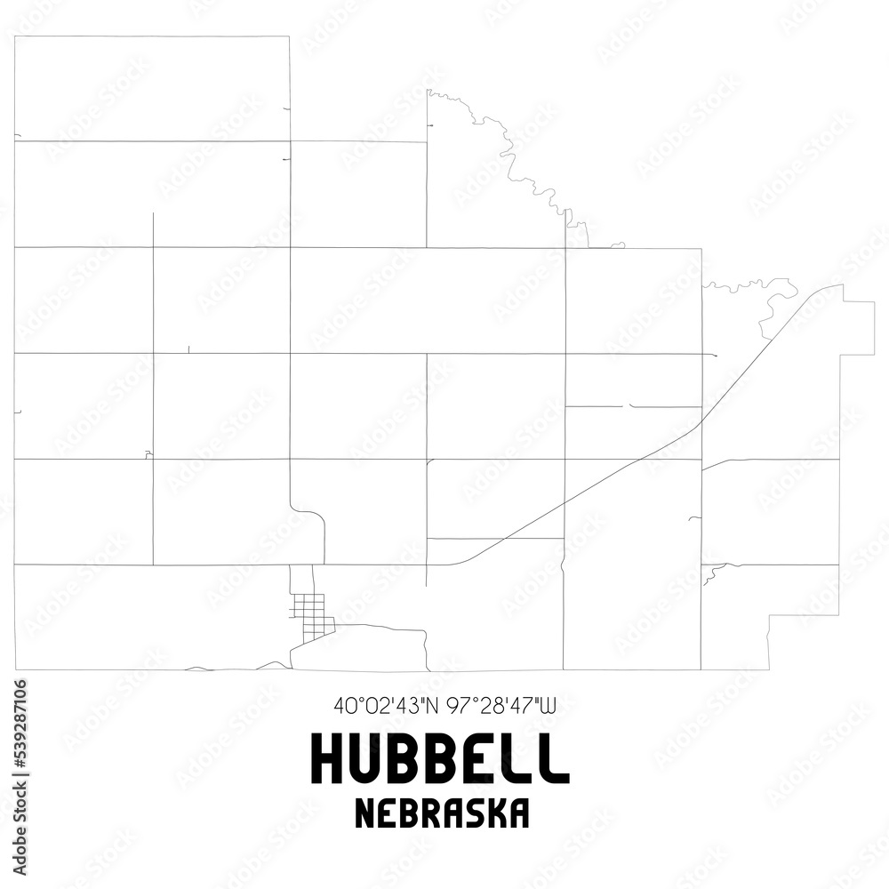 Hubbell Nebraska. US street map with black and white lines. Stock ...