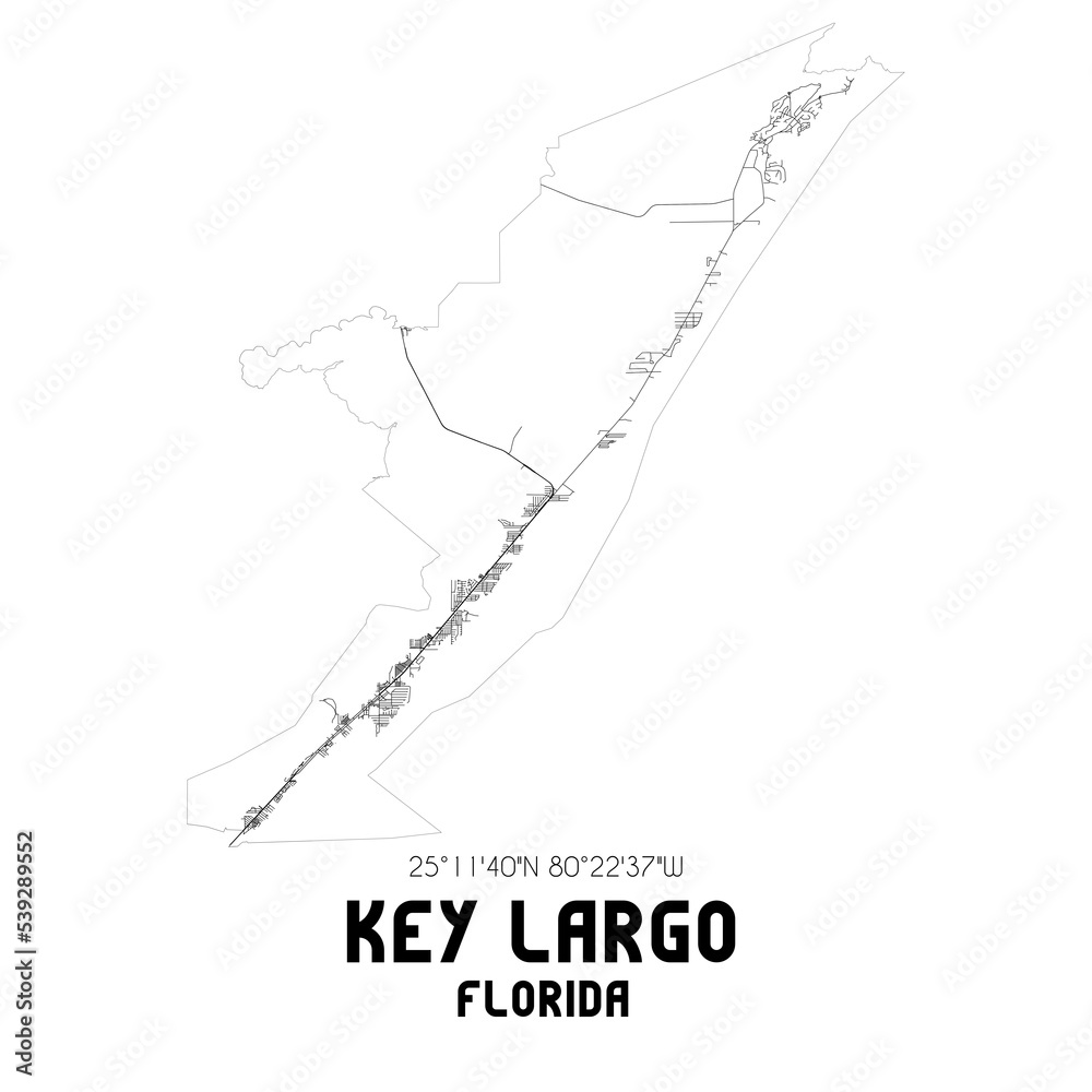 Key Largo Florida. US street map with black and white lines. Stock ...