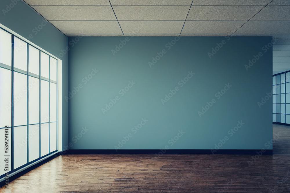 Empty office room with a mock white wall, chair and table for your logo ...
