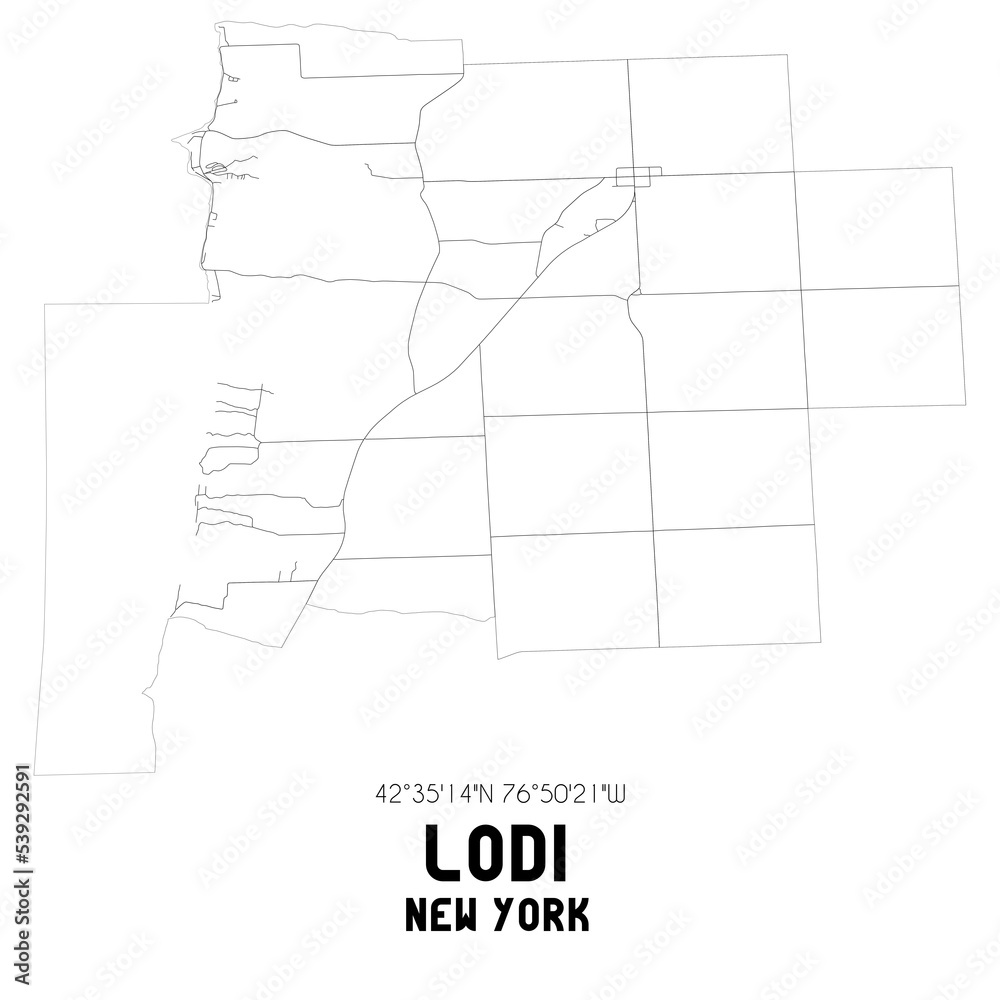 Lodi New York. US street map with black and white lines. Stock ...