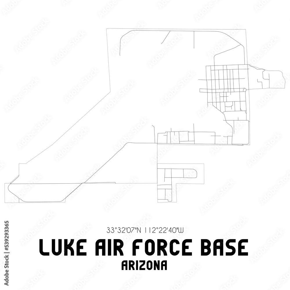 Luke Air Force Base Arizona. US street map with black and white lines ...