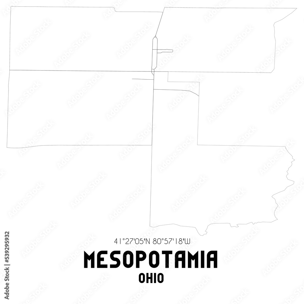 Mesopotamia Ohio. US street map with black and white lines. Stock ...