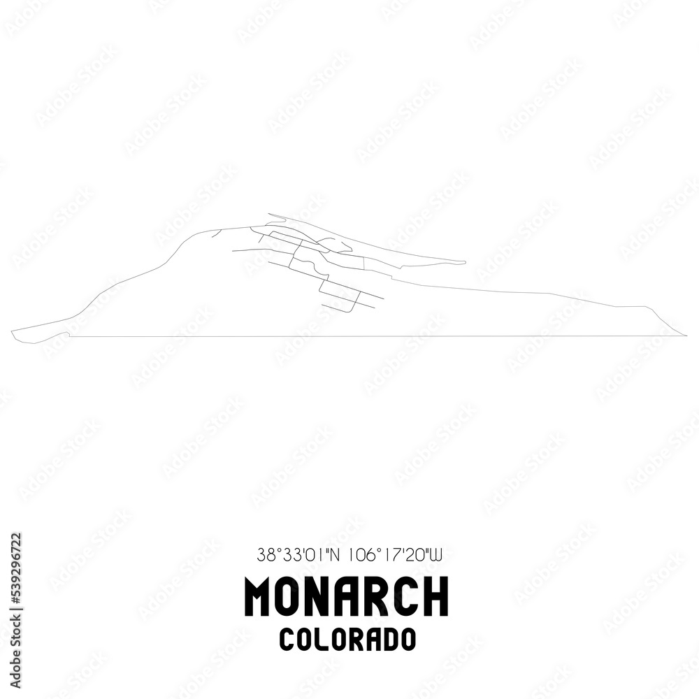 Monarch Colorado. US street map with black and white lines. Stock ...