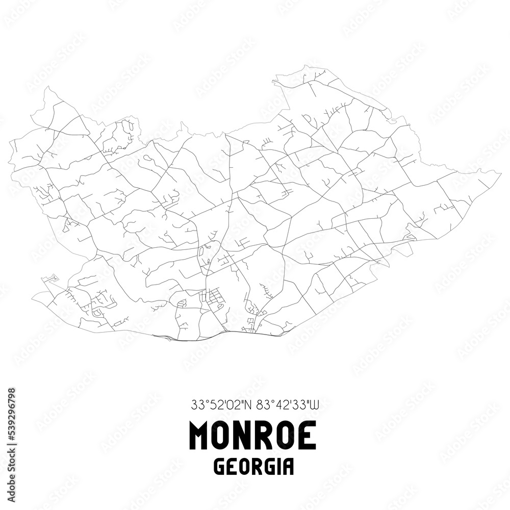 Fototapeta mapa świata dla dzieci Monroe Georgia. US street map with ...