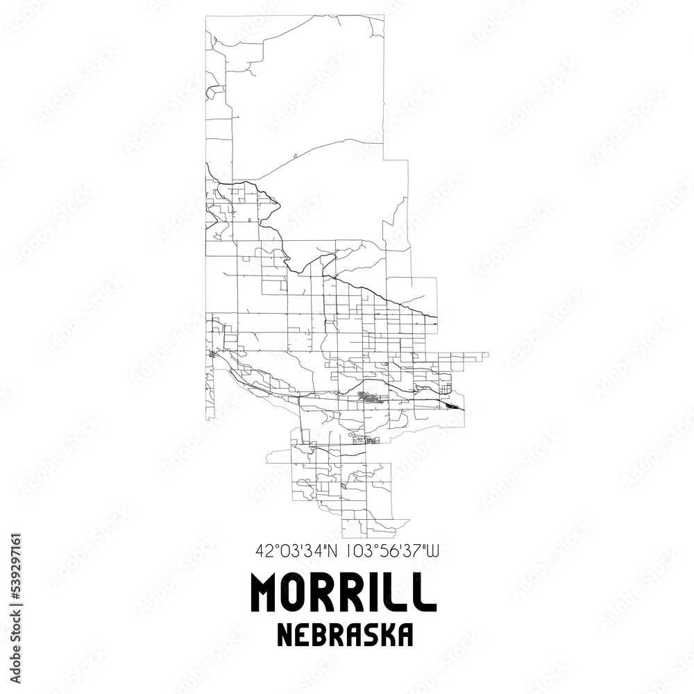 Morrill Nebraska. US street map with black and white lines. Stock ...