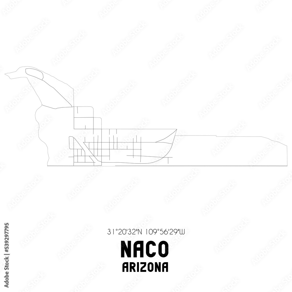 Naco Arizona. US street map with black and white lines. Stock イラスト ...