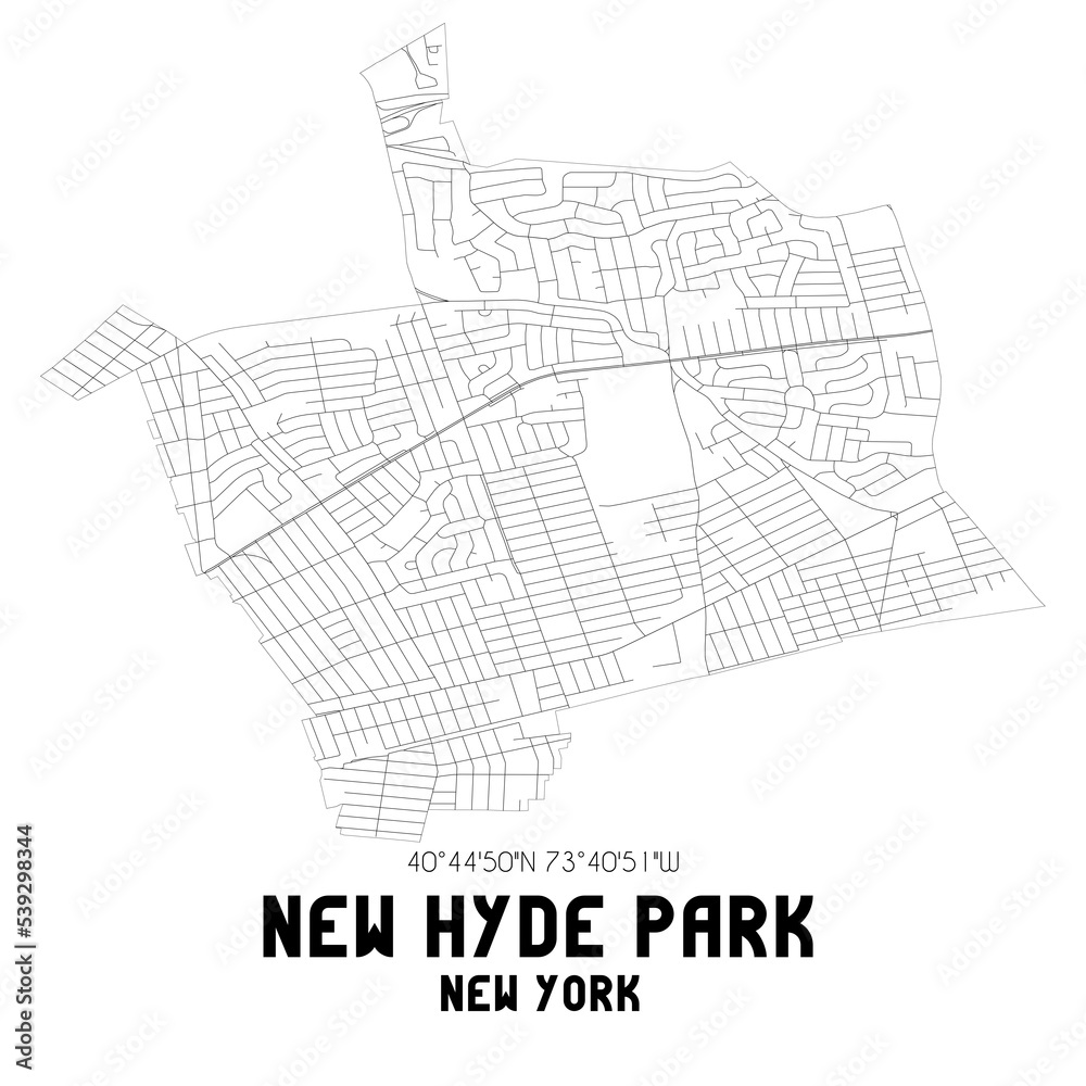 New Hyde Park New York. US street map with black and white lines. Stock ...