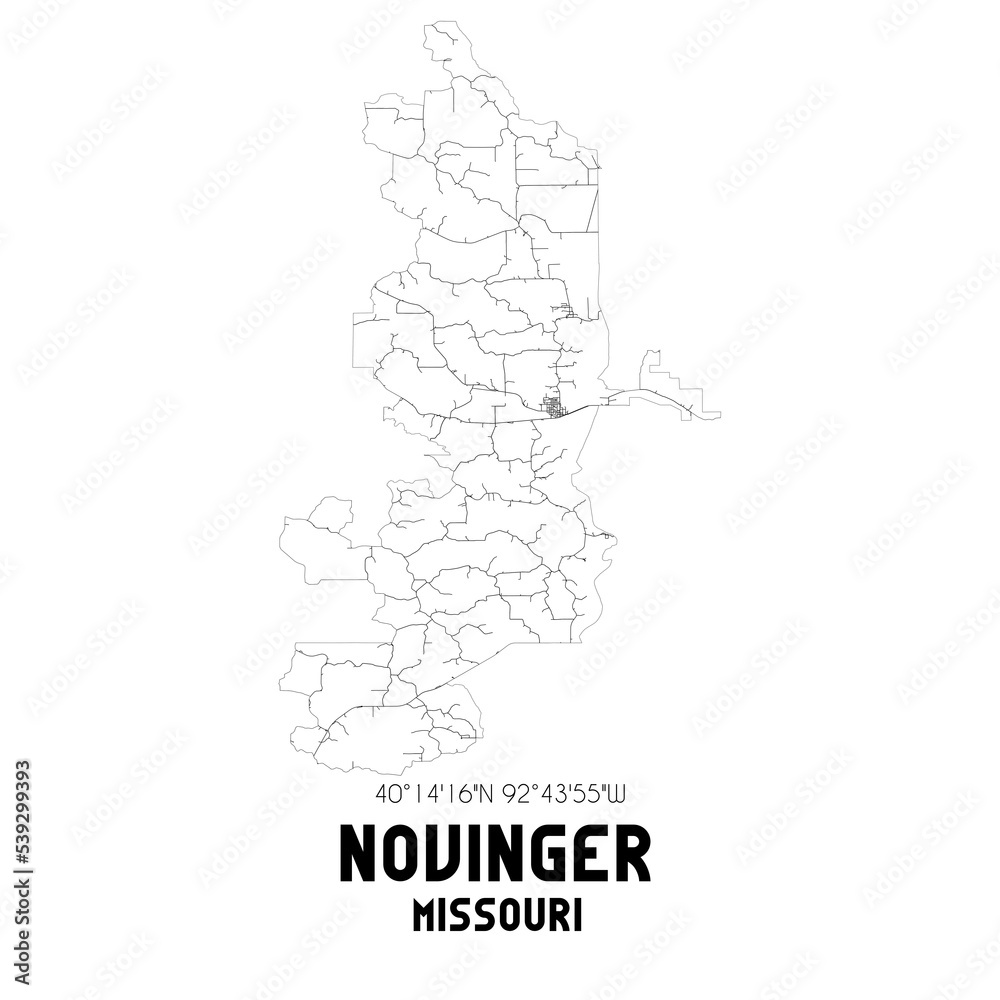 Fototapeta mapa świata dla dzieci Novinger Missouri. US street map with ...