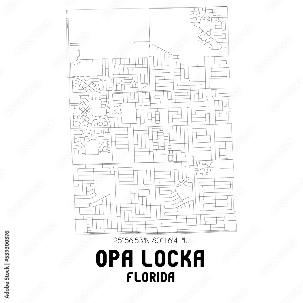 Opa Locka Florida. US street map with black and white lines. Stock ...
