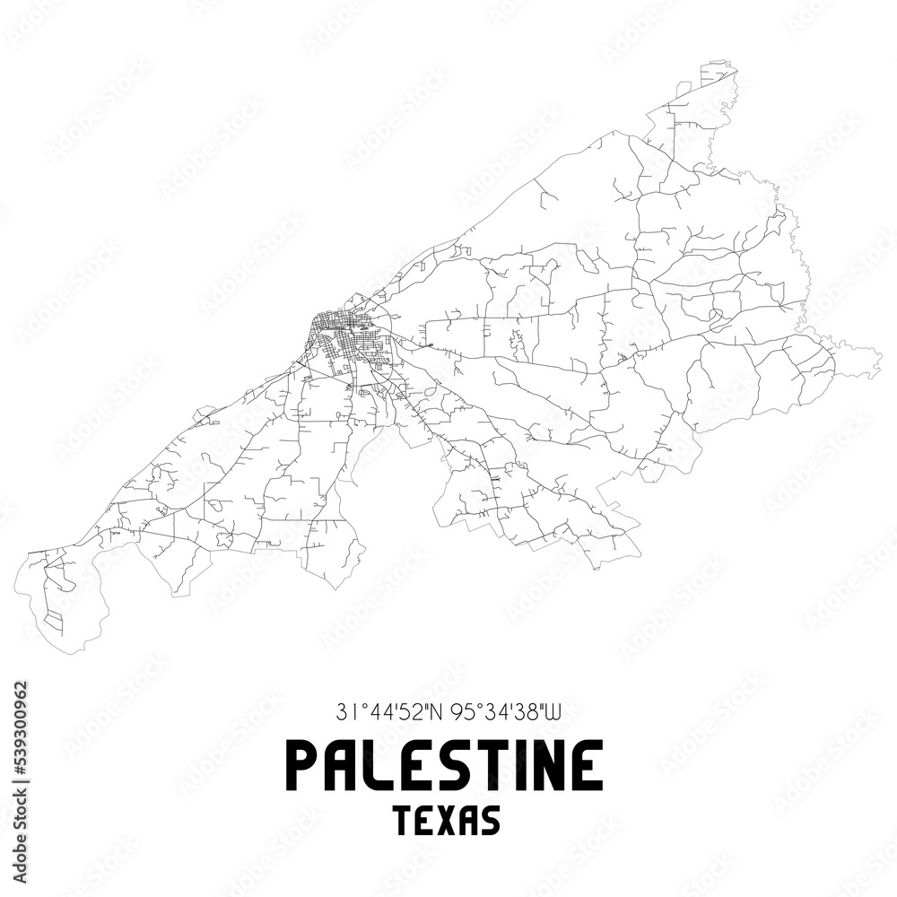 Palestine Texas. US street map with black and white lines. Stock ...