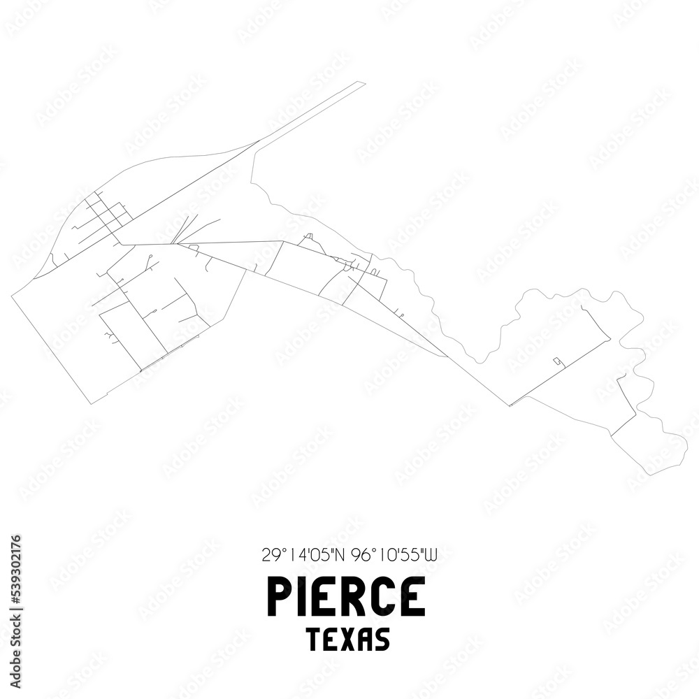 Pierce Texas. US street map with black and white lines. Stock ...