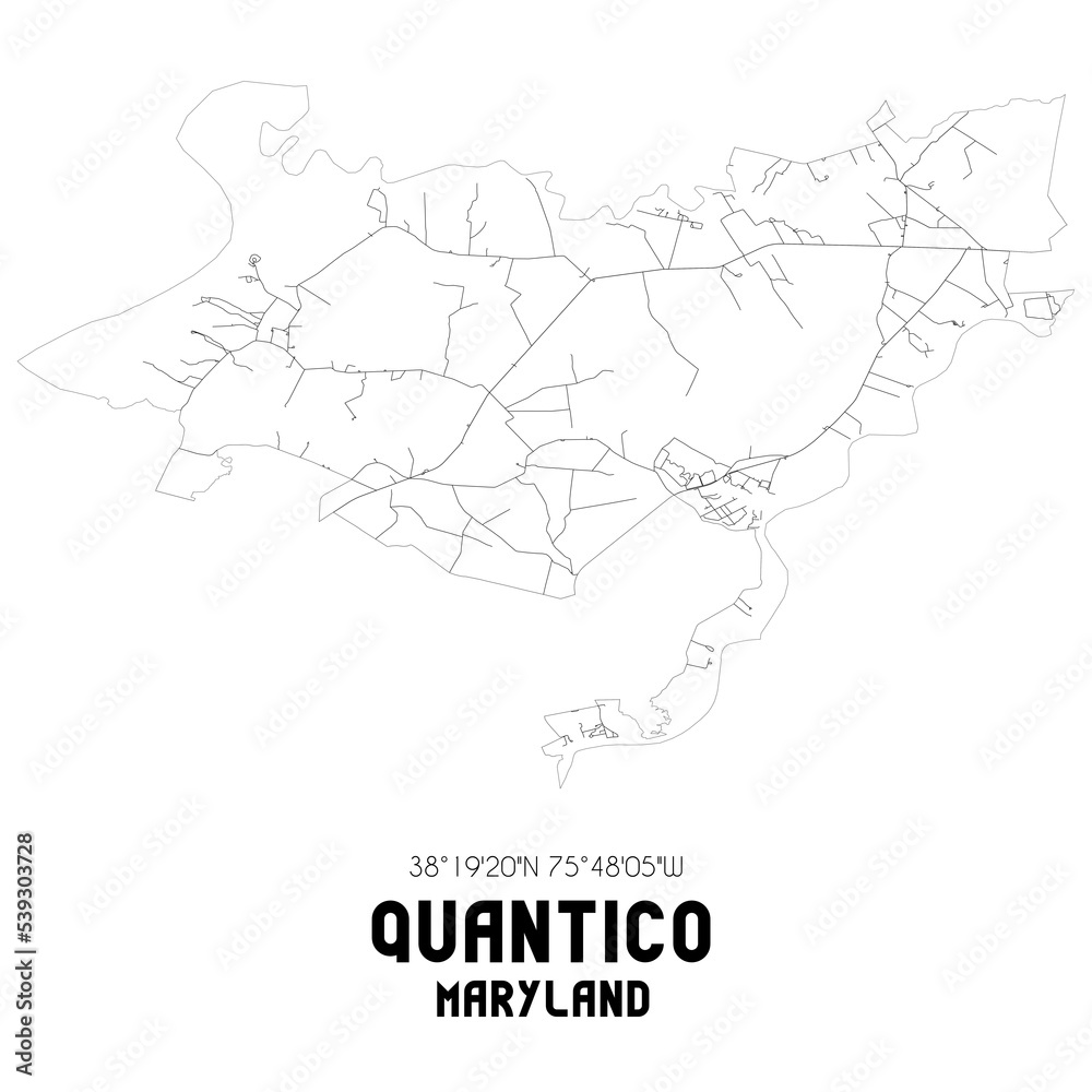 Fototapeta mapa świata dla dzieci Quantico Maryland. US street map with ...