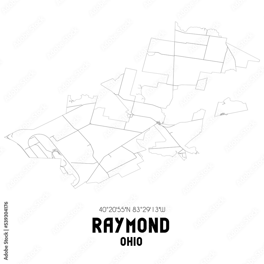 Raymond Ohio. US street map with black and white lines. Stock ...
