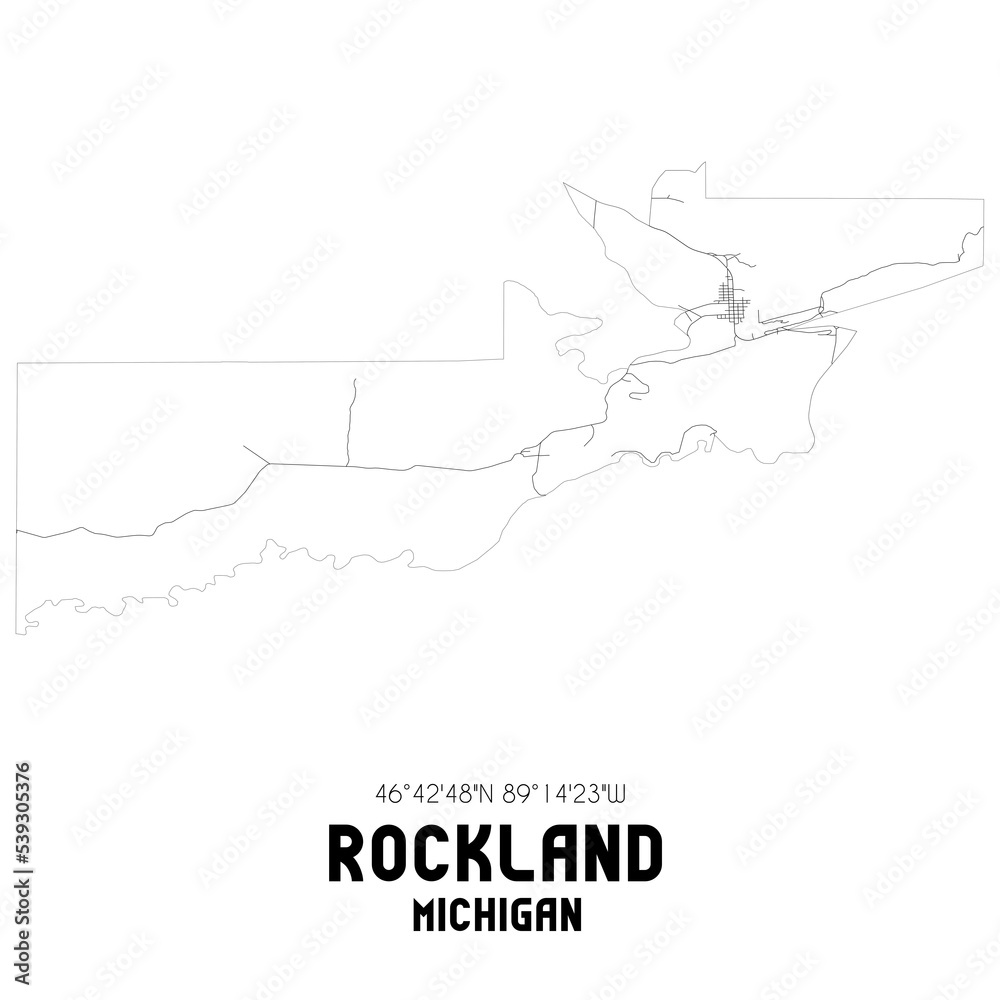 Rockland Michigan. US street map with black and white lines. Stock ...