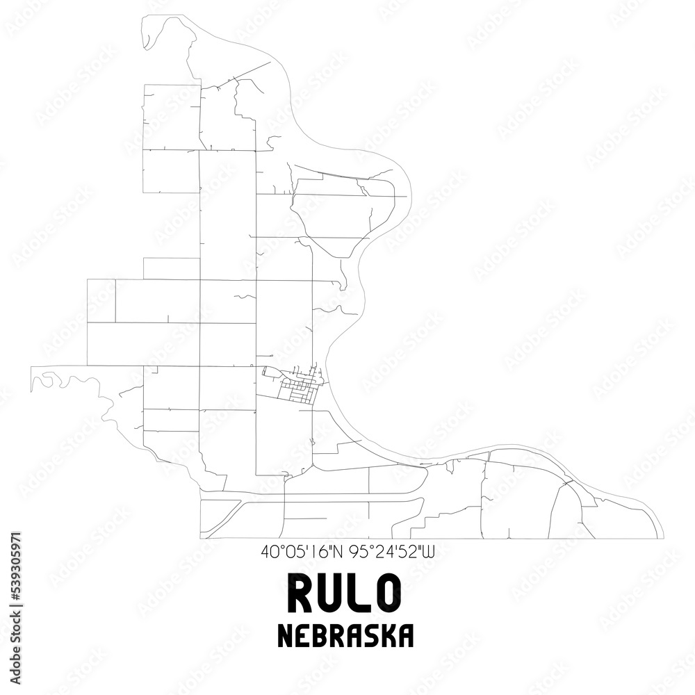 Rulo Nebraska. US street map with black and white lines. Stock ...