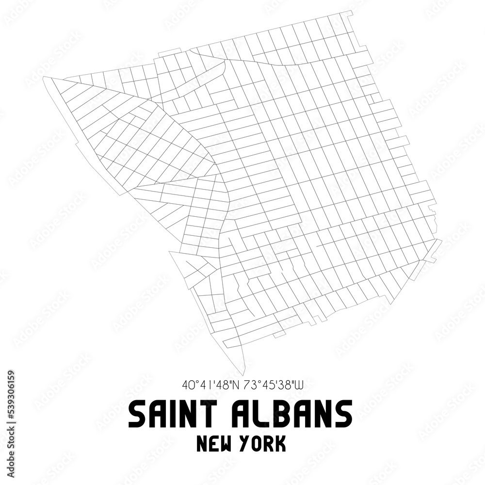 Saint Albans New York. US street map with black and white lines. Stock ...