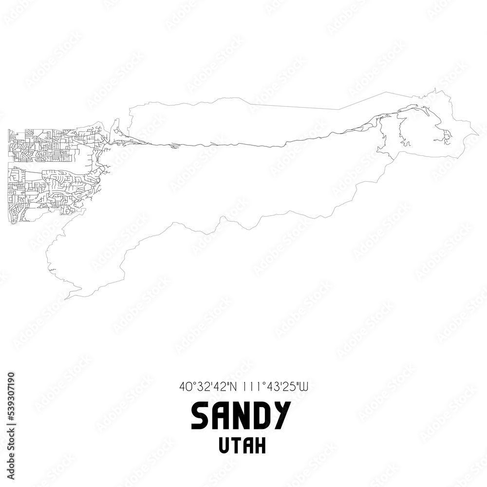 Sandy Utah. US street map with black and white lines. Stock ...