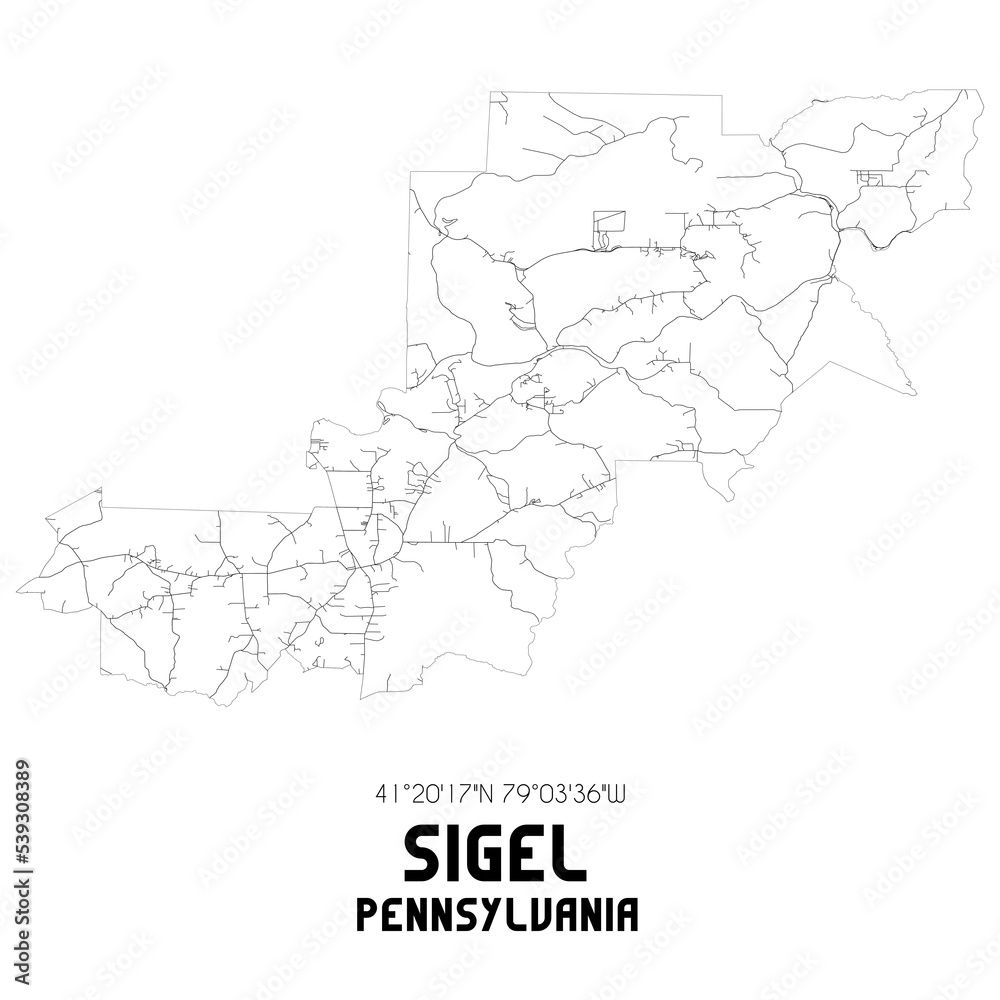 Sigel Pennsylvania. US street map with black and white lines. Stock ... Sigel Pennsylvania. US street map with black and white lines. Stock ...