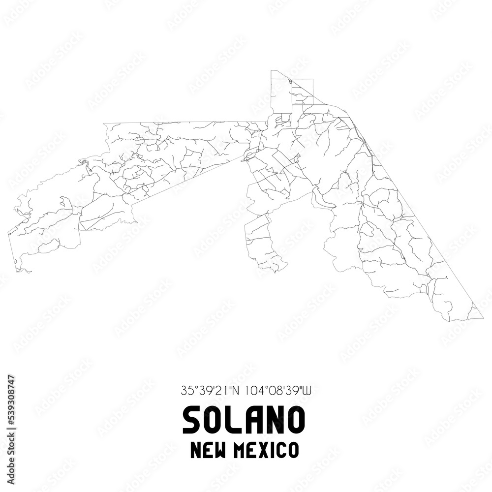 Solano New Mexico. US street map with black and white lines. Stock ...