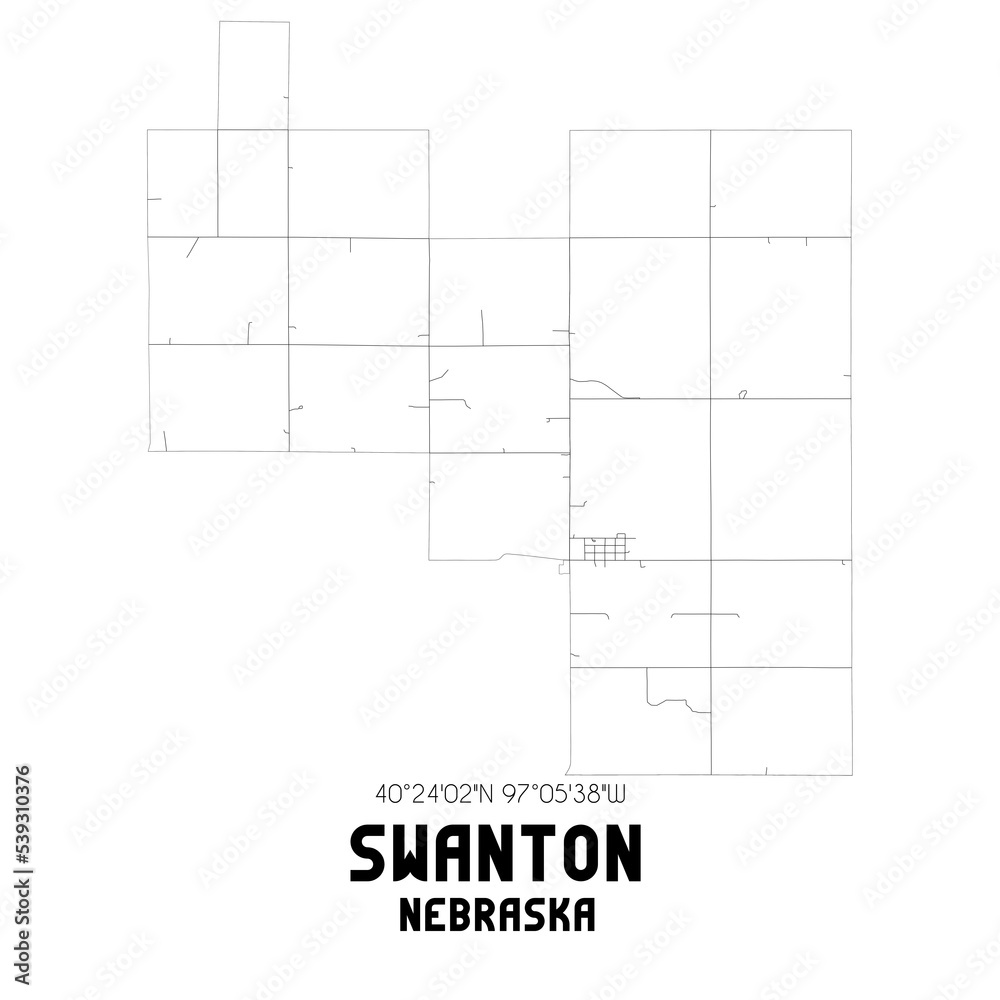 Fototapeta mapa świata dla dzieci Swanton Nebraska. US street map with ...