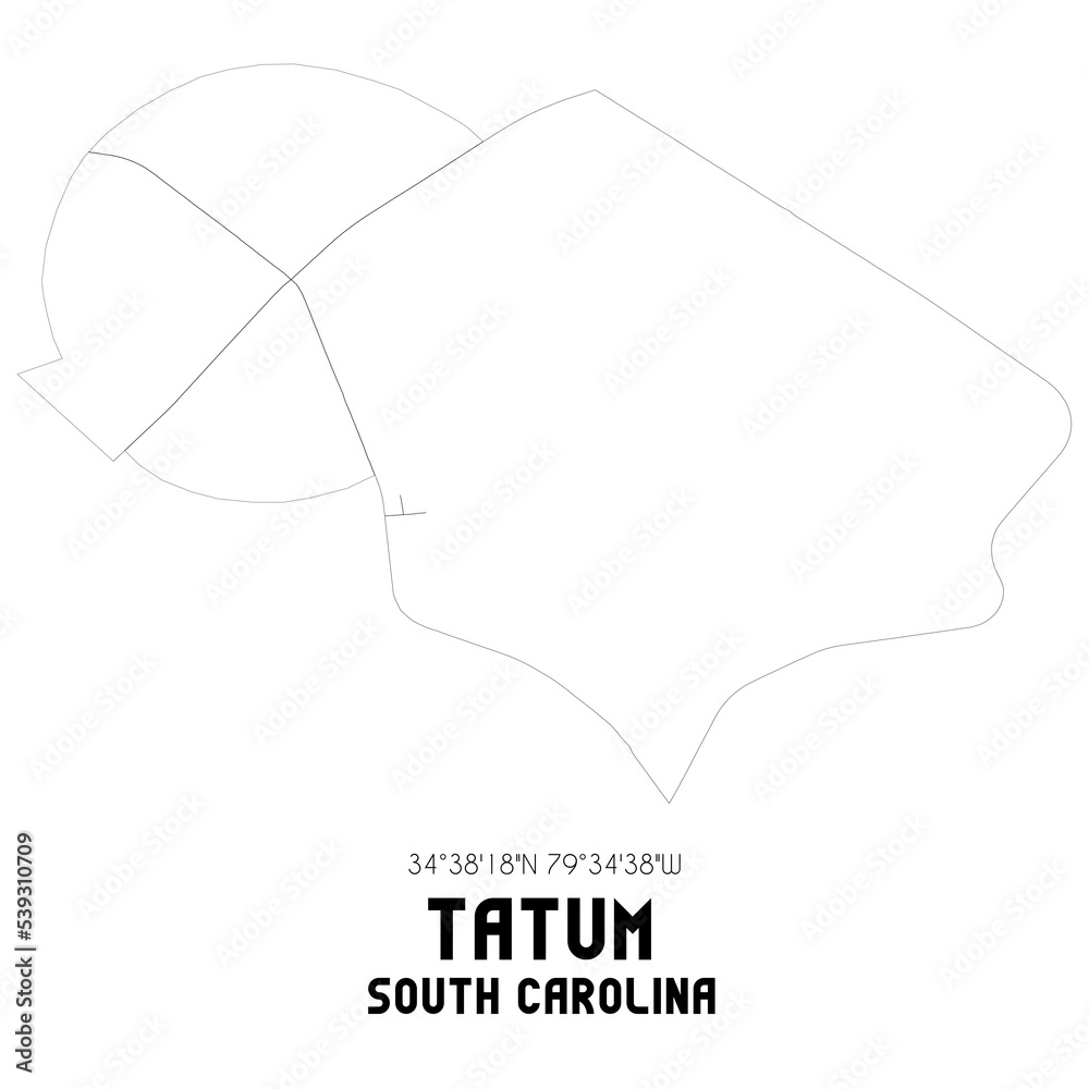 Tatum South Carolina. US street map with black and white lines. Stock ...
