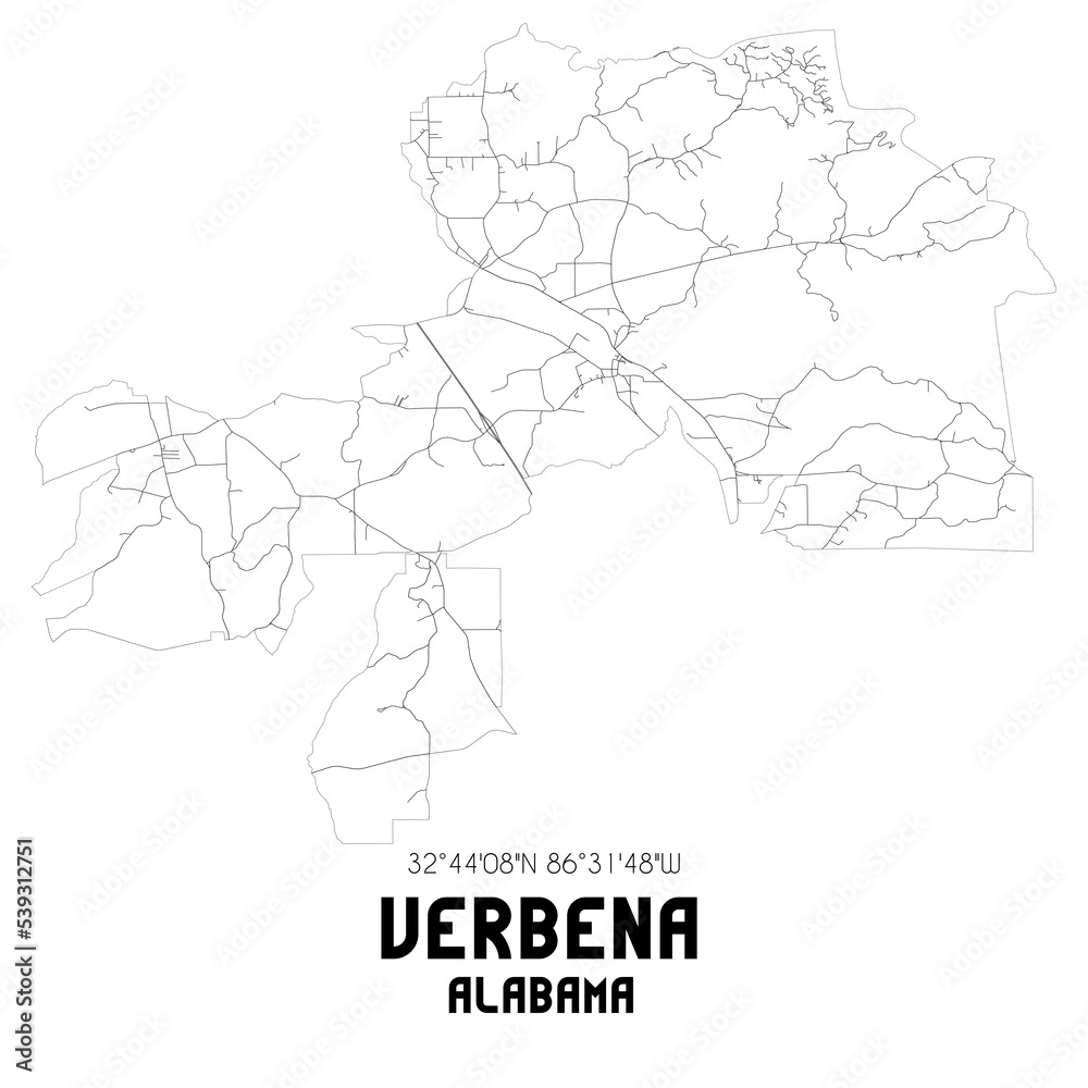 Fototapeta mapa świata dla dzieci Verbena Alabama. US street map with ...