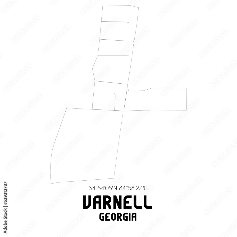 Varnell Georgia. US street map with black and white lines. Stock ...