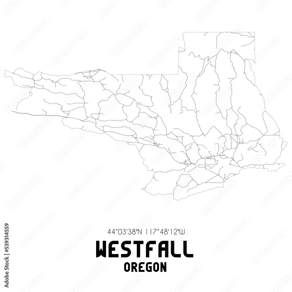 Westfall Oregon. US street map with black and white lines. ilustración ...