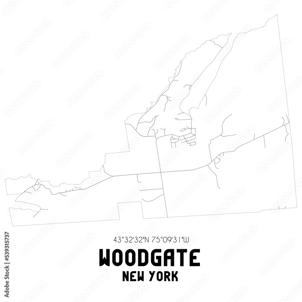 Woodgate New York. US street map with black and white lines. Stock ...