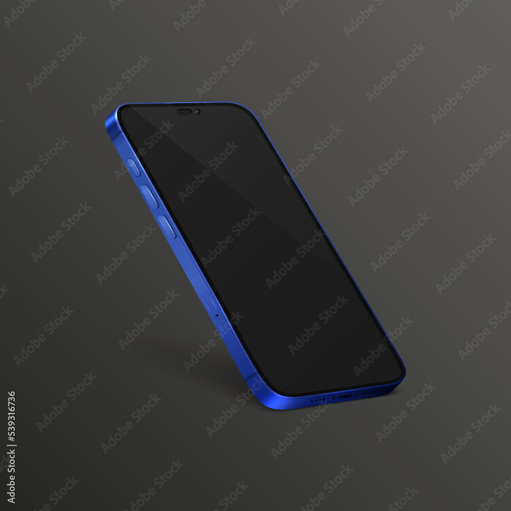 Vector 3d Realistic Blue Modern Smartphone Design Template with Black ...
