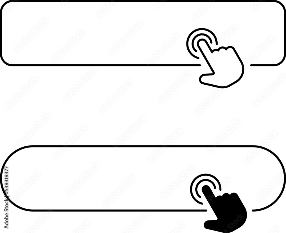 Click cursor button with hand pointer clicking. Click here web button ...