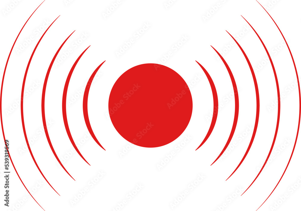 Pain icon with point and red waves. Target and coverage of ache. Circle ...