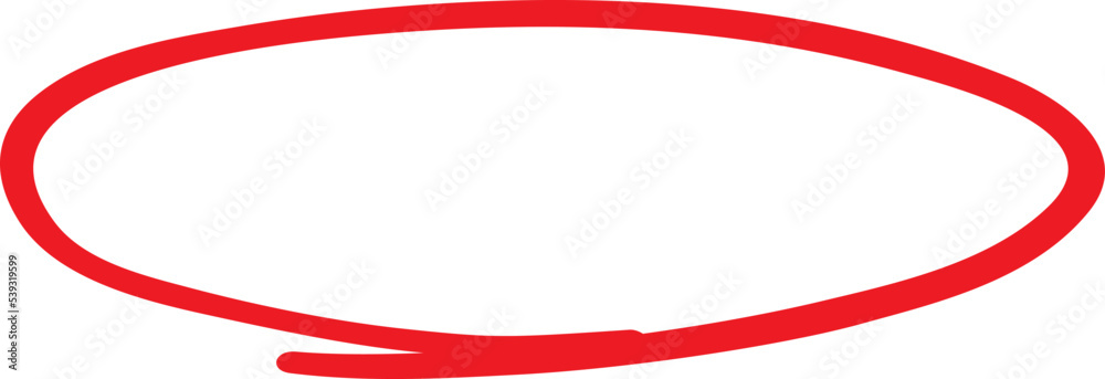 Red circle, pen draw. Highlight hand drawing different circles isolated ...