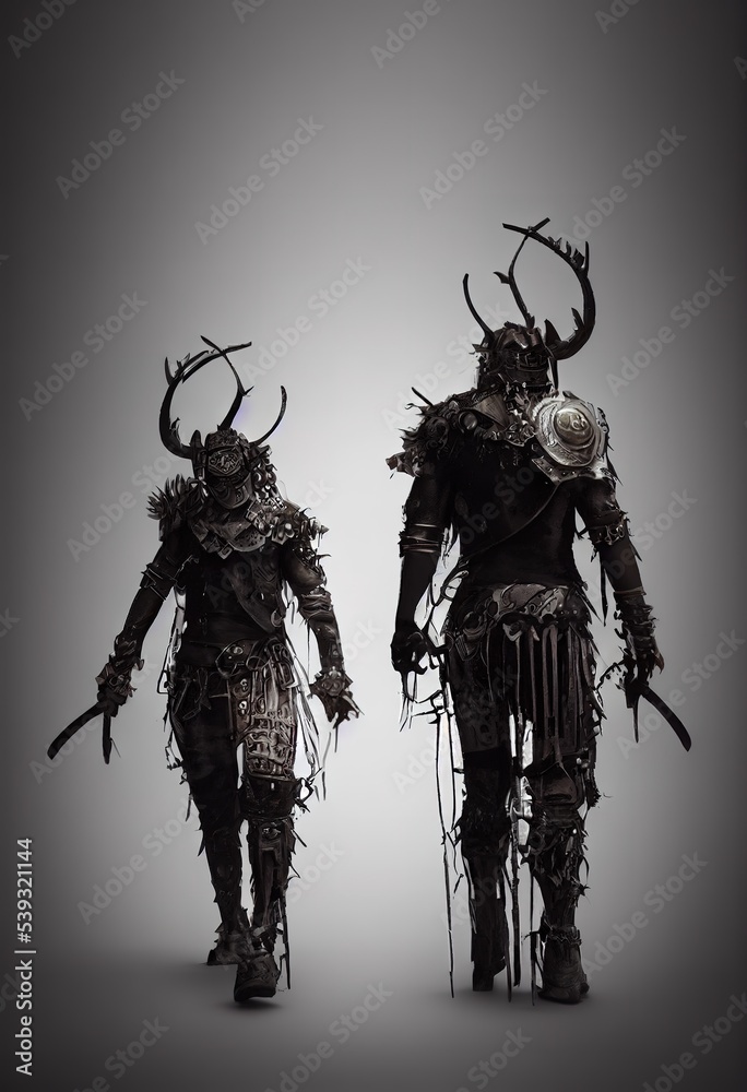 fantasy knight in realistic armor, illustration with 3d rendering art ...