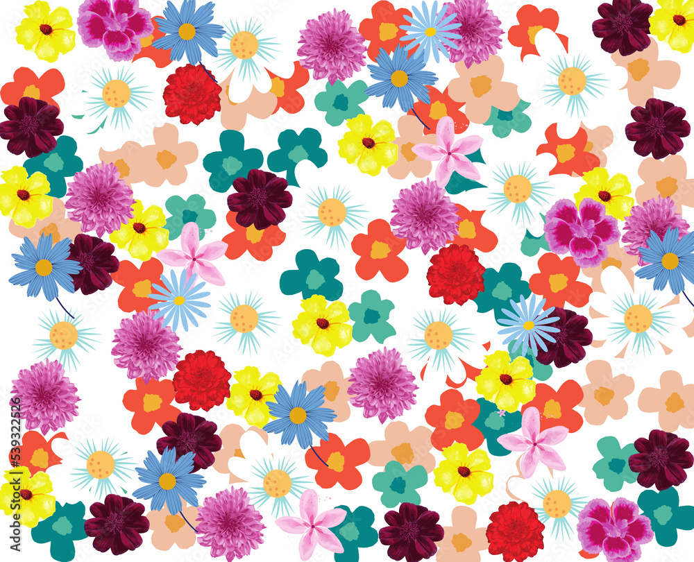 Happy pattern of small flowers on transparent background. Stock ...