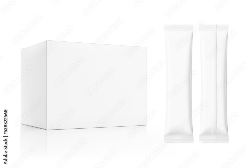 Universal blank cardboard box with stick mockup. Vector illustration ...