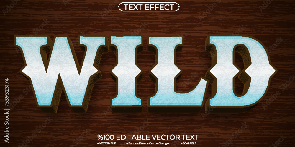 Brown and Blue Wild Editable and Scalable Vector Text Effect Stock ...