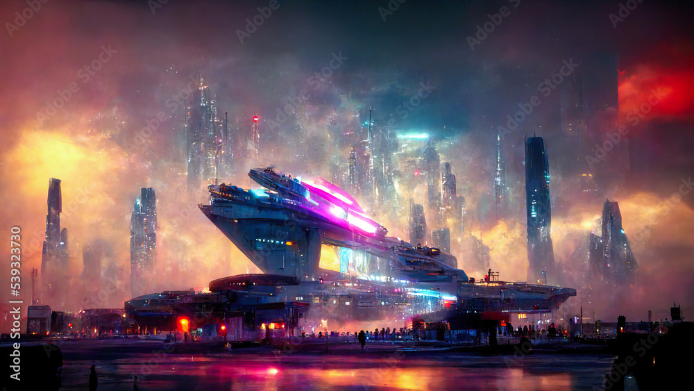 Sci-fi fantasy futuristic illustration digital background art scifi ...