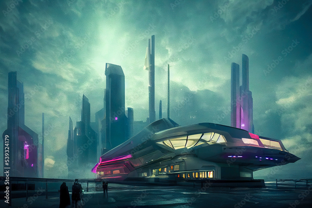 Sci-fi fantasy futuristic illustration digital background art scifi ...