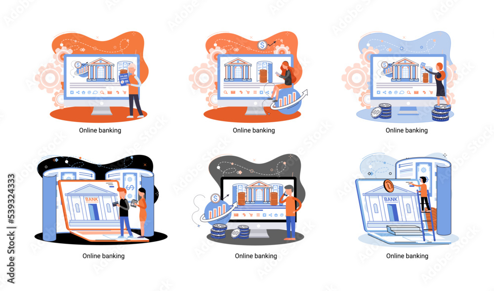 Online banking platform metaphor, remote bank service, online ...