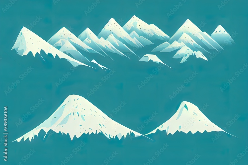 Mountain ridges set isolated iceberg tops and hills, cartoon rocky ...