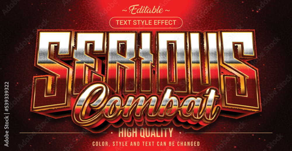 Editable text style effect - Serious Combat text style theme. Stock ...