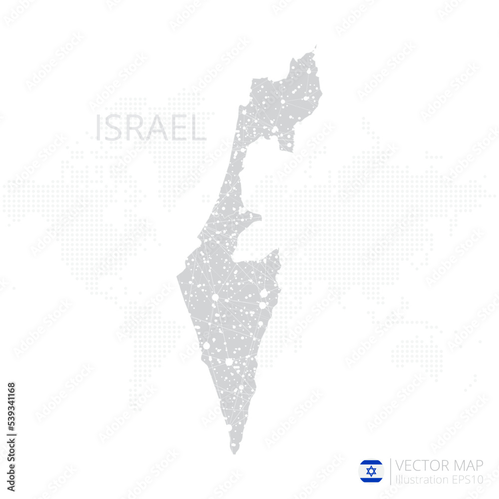 Israel grey map isolated on white background with abstract mesh line ...