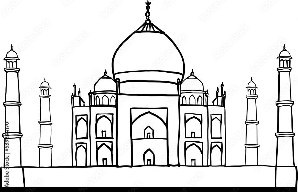 taj mahal outline doodle drawing Stock Illustration | Adobe Stock