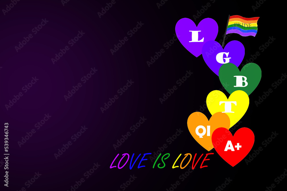 Rainbow heart drawing on black background Show the symbol of the LGBT ...