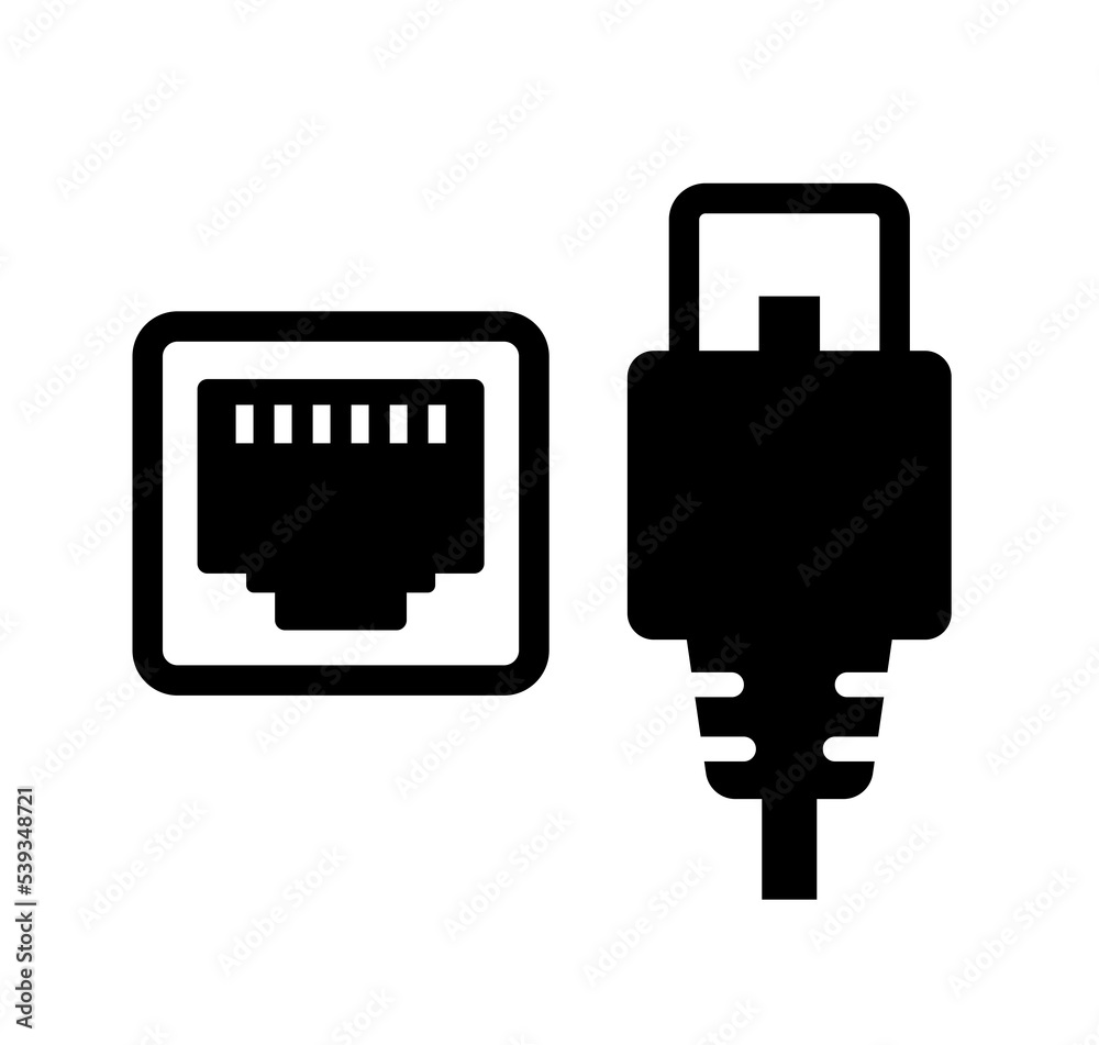 LAN cable and connector (plug) icon illustration | png Stock ...